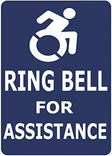 Ring Bell for ASSISTANCE Decal Sticker Sign (5X7 INCH, Blue Background ...