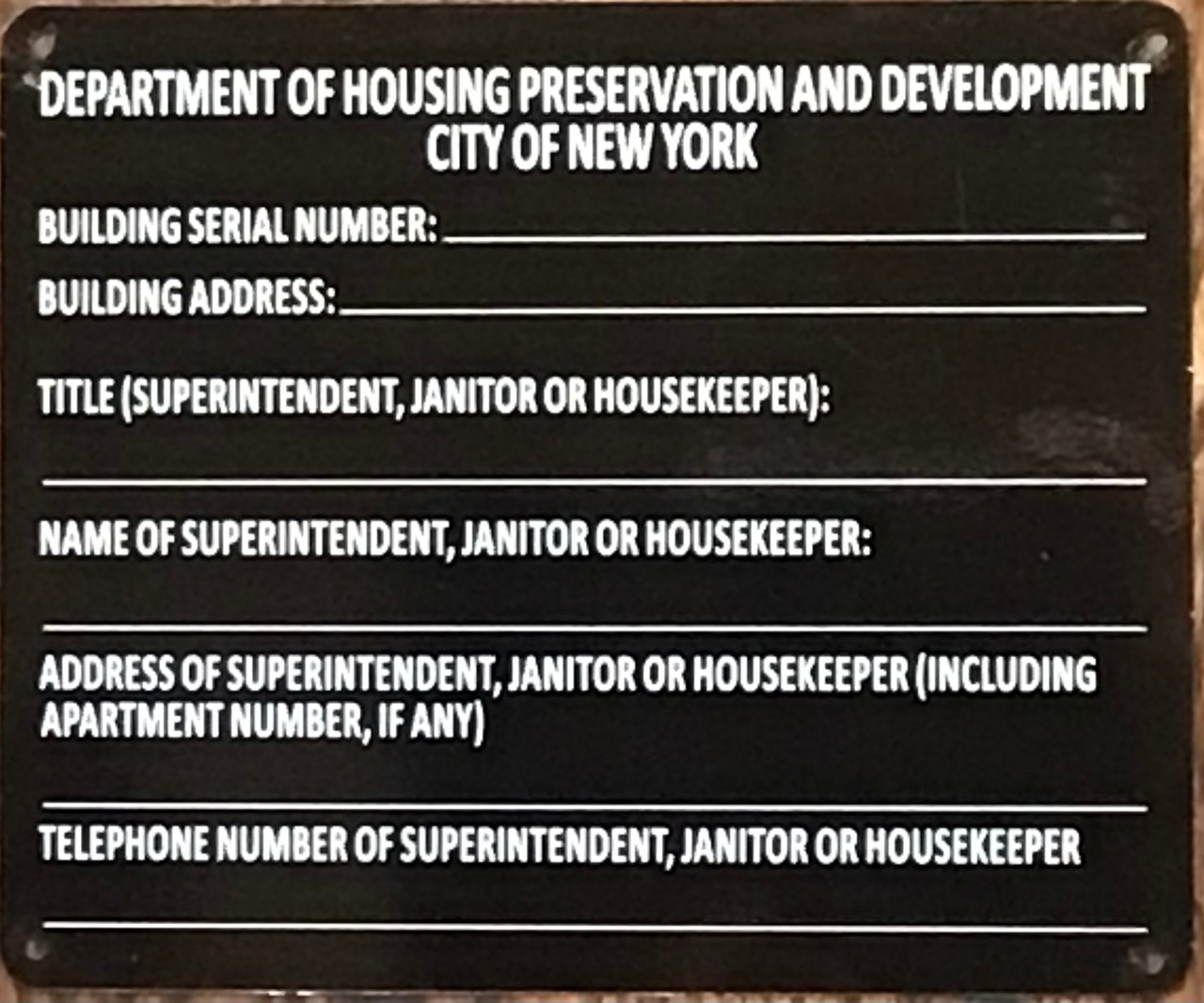 HPD Serial Number Signage HMC §27-2104