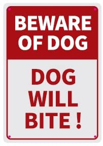 Beware of Dog-Dog Will BITE Sign (Reflective, Aluminium, White ...