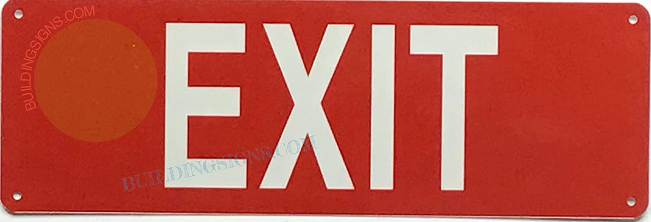 EXIT Sign (Reflective, Aluminium, RED Backround, 4X12 INCH) - HPD-SIGNS.COM
