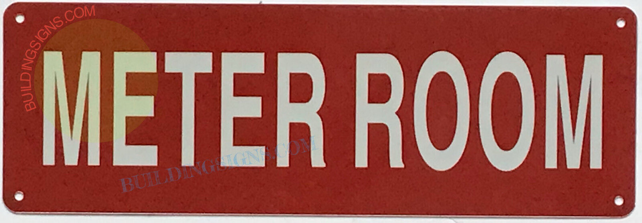 METER ROOM SIGN-(4x12,RED,ALUMINUM)