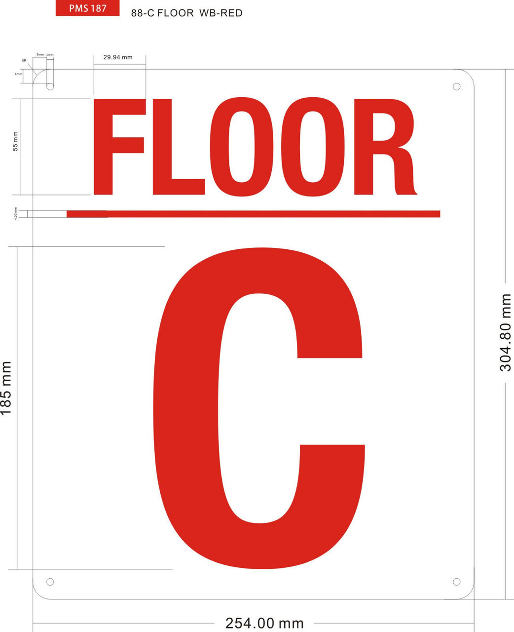 C FLOOR SIGN (10x12,White,Aluminum) - HPD-SIGNS.COM