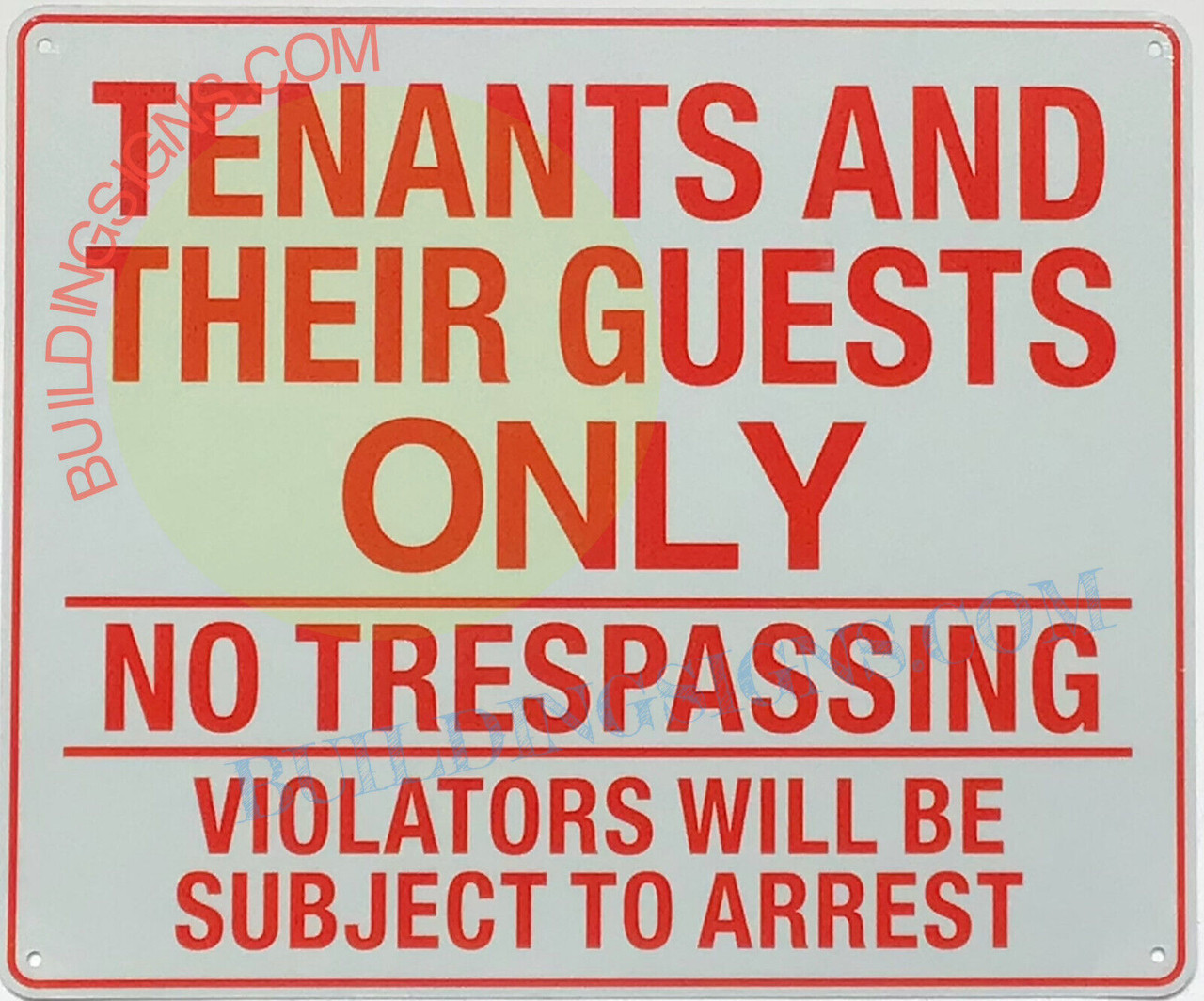 TENANTS AND GUEST ONLY SIGN (10x12,White,Aluminum) - HPD-SIGNS.COM