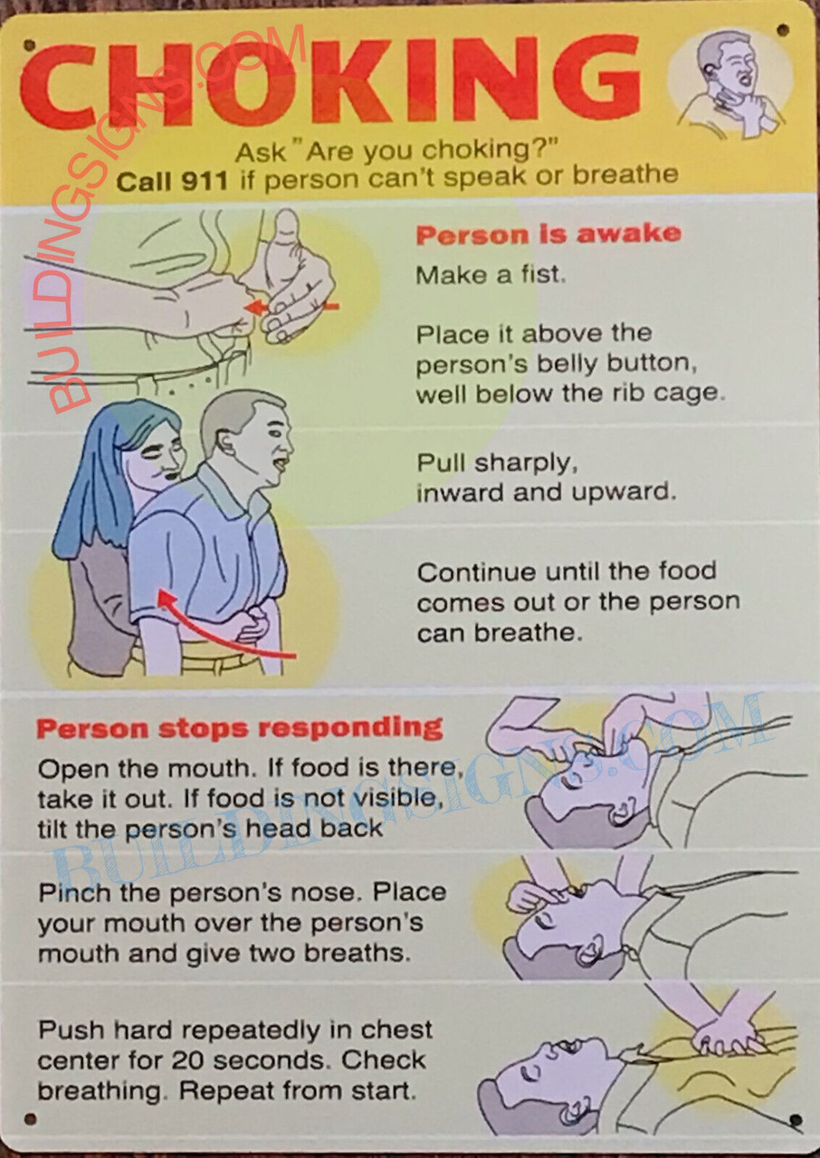 CHOKING POSTER SIGN(10X14,YELLOW,ALUMINUM) - HPD-SIGNS.COM