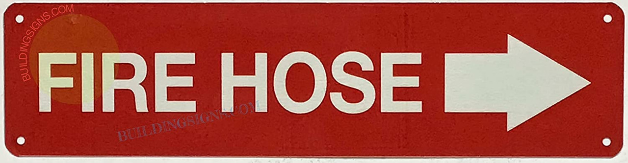 FIRE HOSE RIGHT ARROW SIGN, Fire Safety Sign (Red, Reflective, ALUMINUM ...