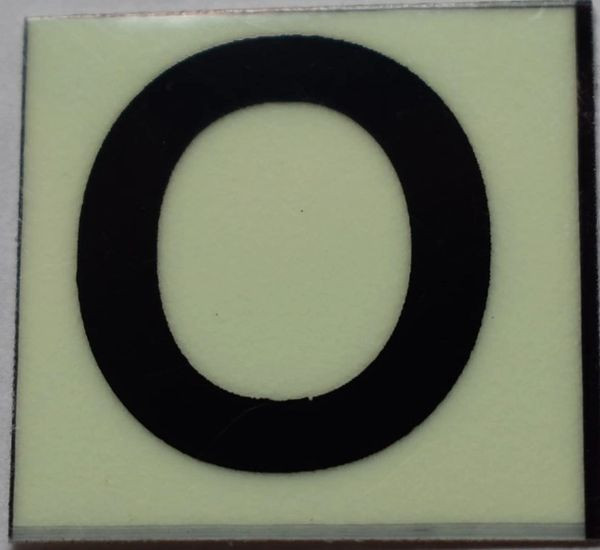 PHOTOLUMINESCENT DOOR NUMBER O SIGN (GLOW IN THE DARK HIGH INTENSITY ...
