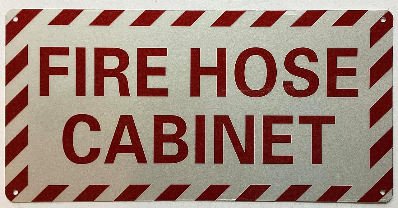 Fire Hose Cabinet Sign (Aluminum Reflective !!!, WHITE 6x12)-The zebra ...