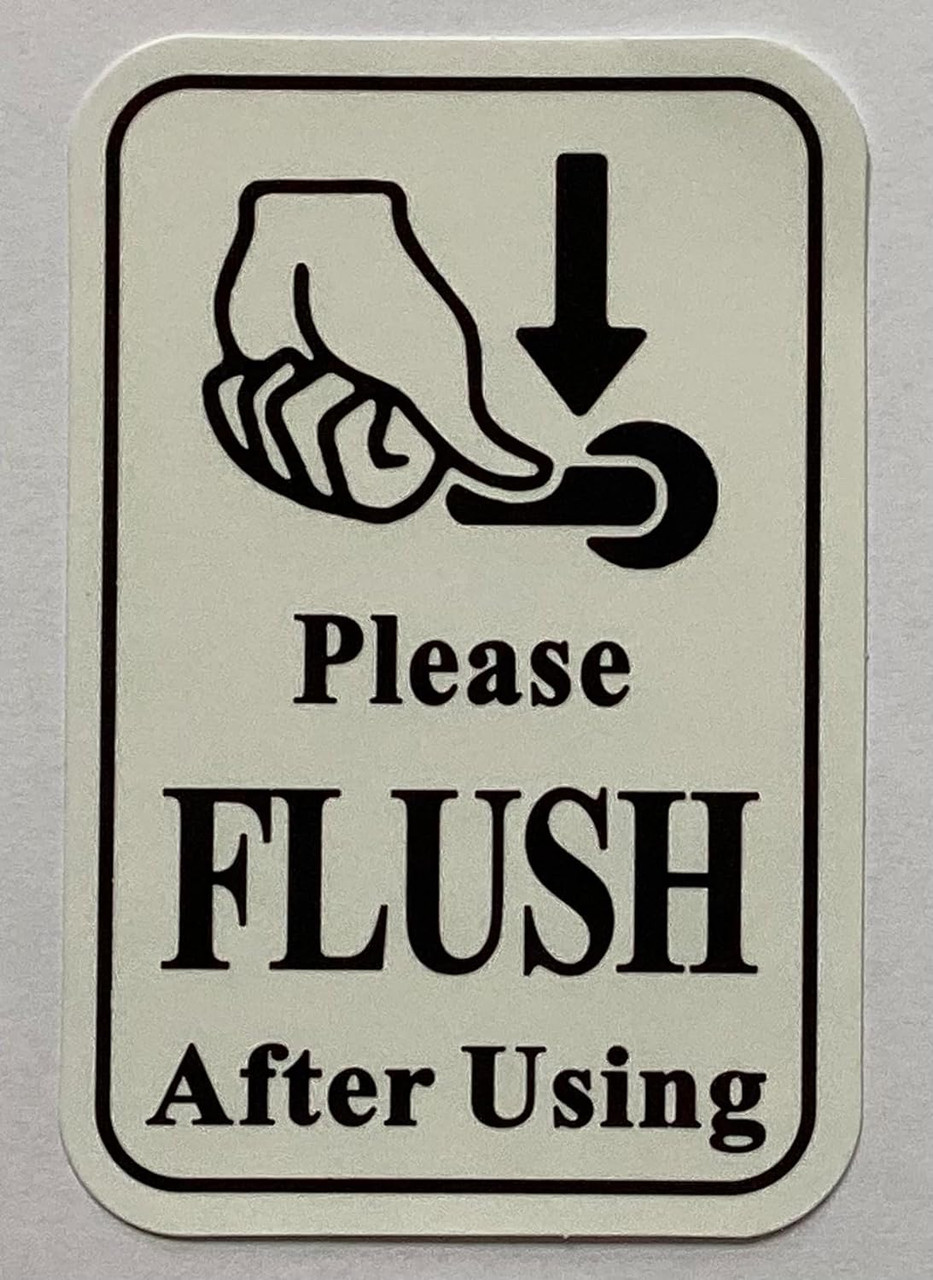 10 pack- PLEASE FLUSH AFTER USING STICKERS WITH IMAGE (WHITE, 4 MIL ...