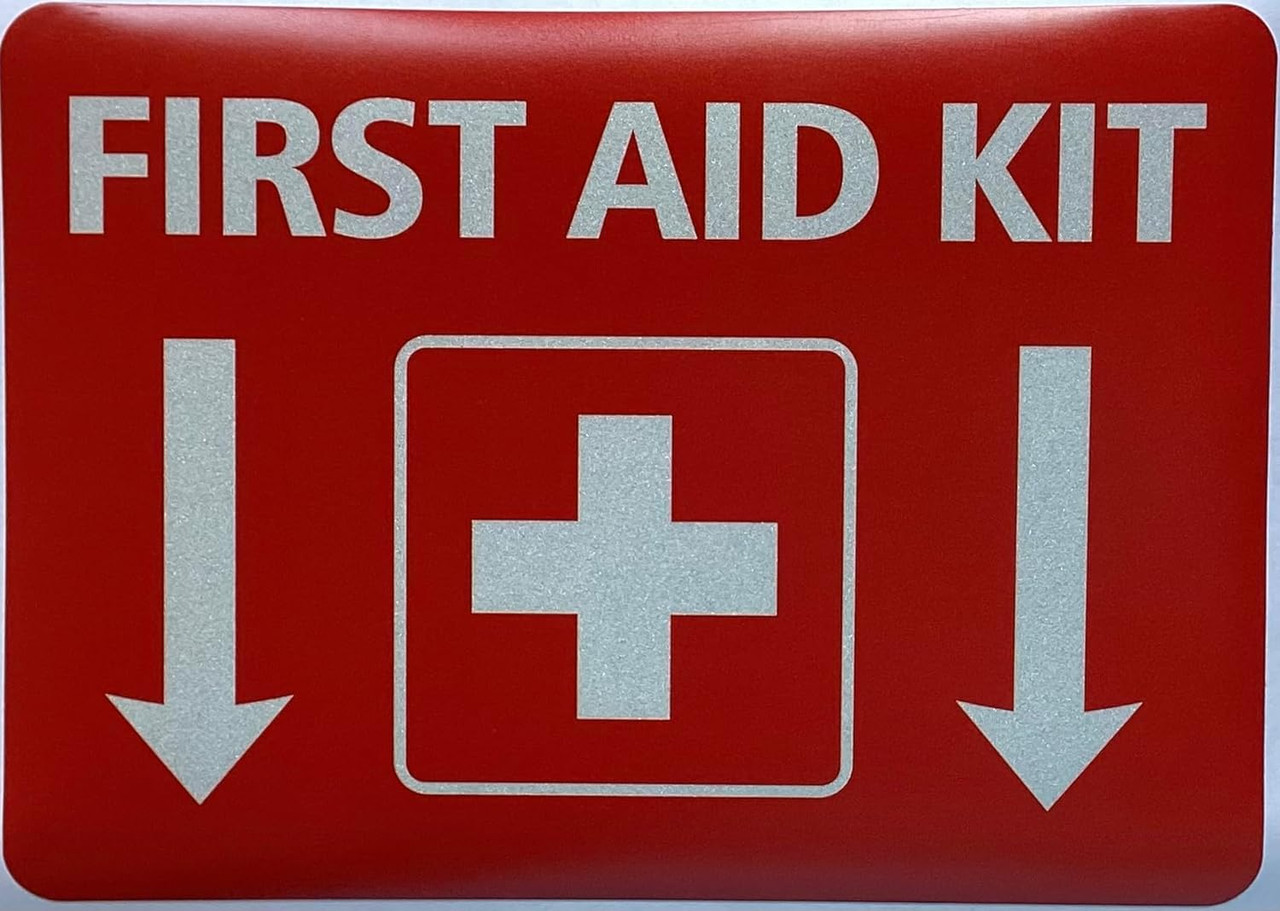 5 PACK -FIRST AID KIT Decal/STICKER (RED, REFLECTIVE, PVC STICKER, Size ...