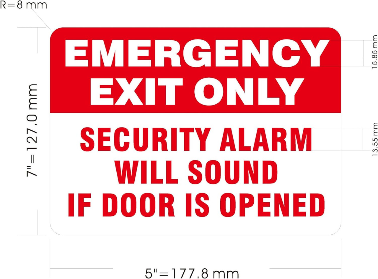 5 PACK -EMERGENCY EXIT ONLY SECURITY ALARM WILL SOUND IF DOOR IS ...