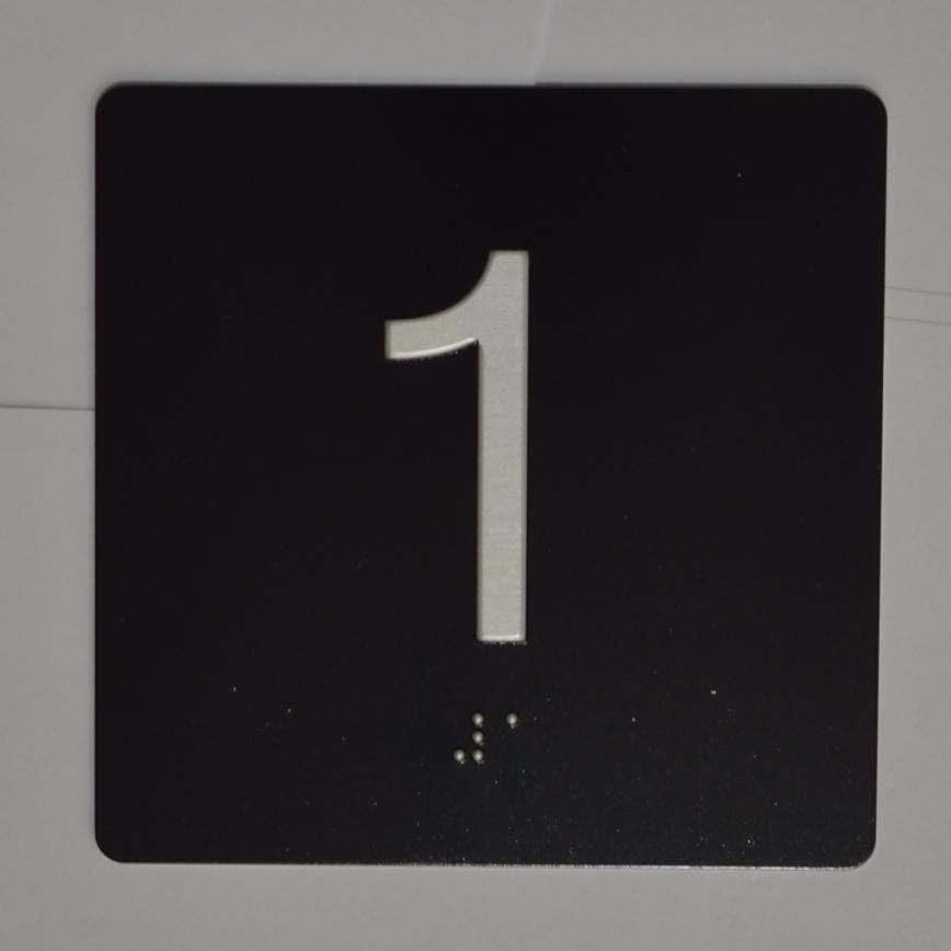 Elevator JAMB Plate with Braille - Elevator Floor Number Brush BLACK ...