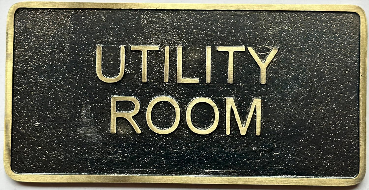 Cast Aluminum Utility room Sign (Antique gold-brass, Size 4x8)-THE ...