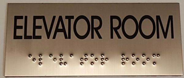 ELEVATOR ROOM Sign -Tactile Signs