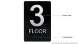 Floor Number Sign -Tactile Signs 3RD Floor Sign The Sensation line