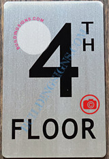 4TH FLOOR SIGN- SILVER (ALUMINUM SIGNS 8x5) - HPD-SIGNS.COM