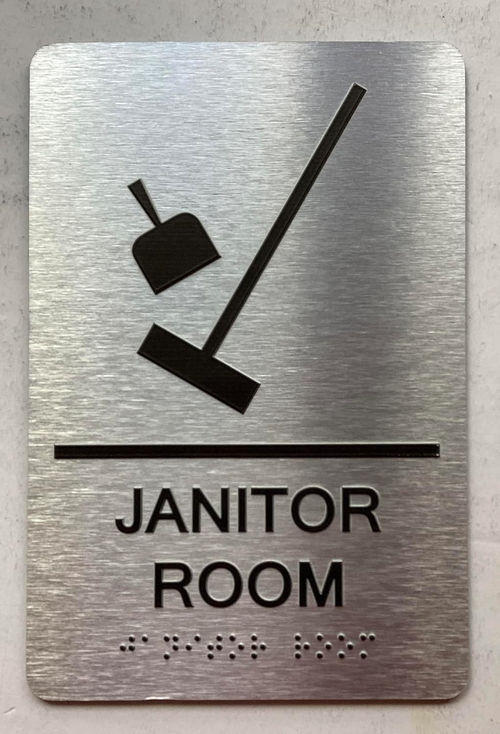 Janitor Room sign with Raised letters/Image & Grade 2 Braille ...