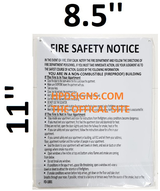NYC FIRE SAFETY NOTICE SIGN