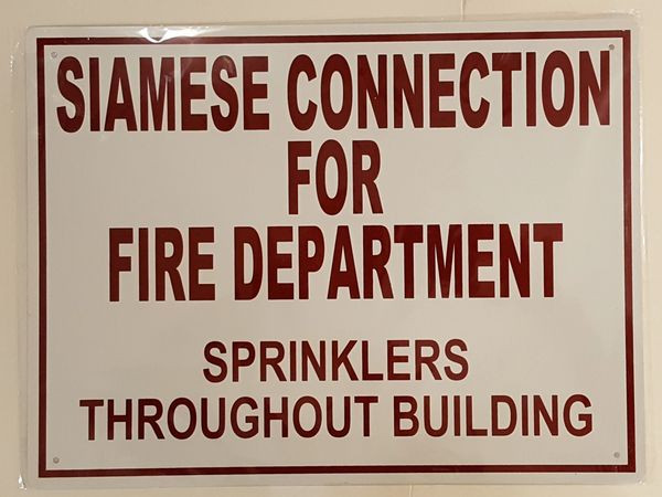 SIAMESE CONNECTION FOR FIRE DEPARTMENT Sign