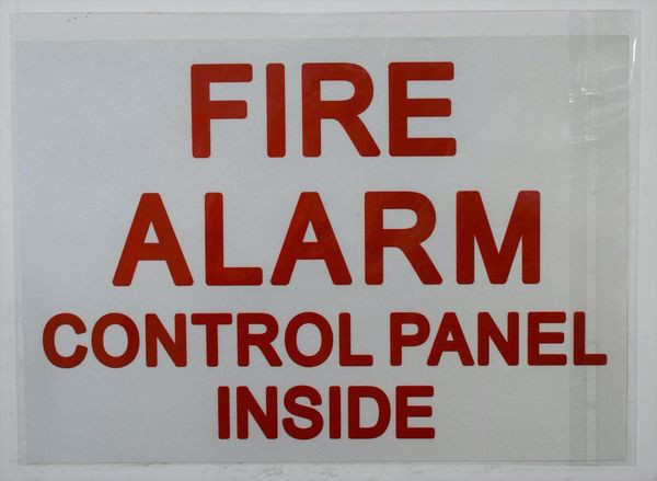 FIRE ALARM CONTROL PANEL INSIDE Sign (STICKER )