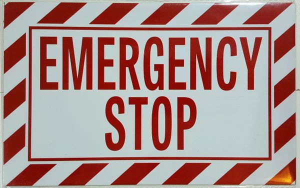 EMERGENCY STOP SIGN (ALUMINUM SIGNS, WHITE)