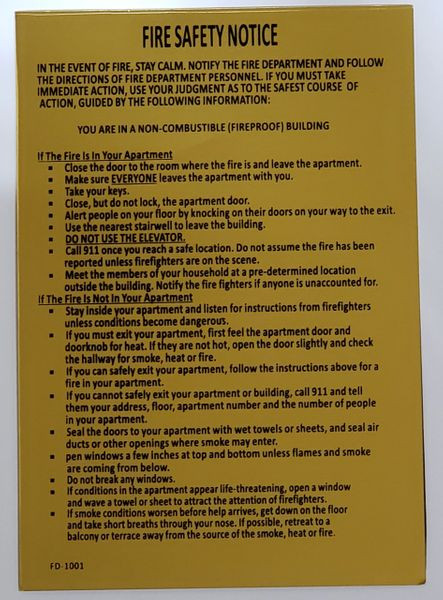 DOOR Fire Safety Notice: FIRE PROOF BUILDING SIGN