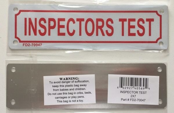 INSPECTORS TEST Sign