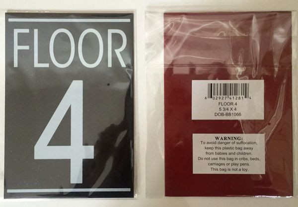 FLOOR NUMBER FOUR (4) Sign