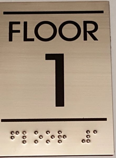 FLOOR NUMBER ONE (1) Sign -Tactile Signs