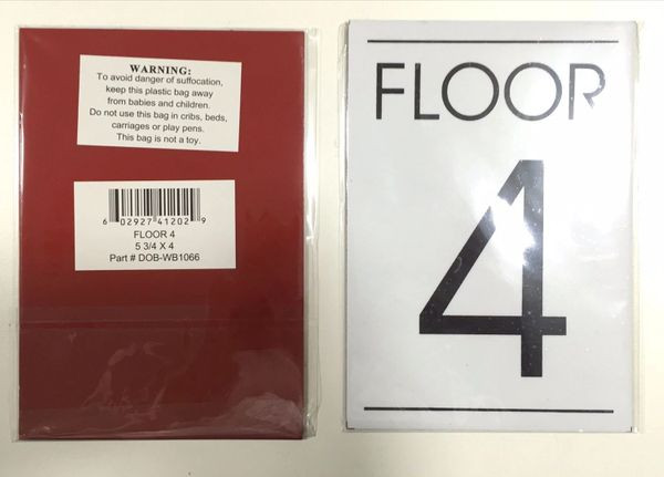 FLOOR NUMBER FOUR (4) Sign