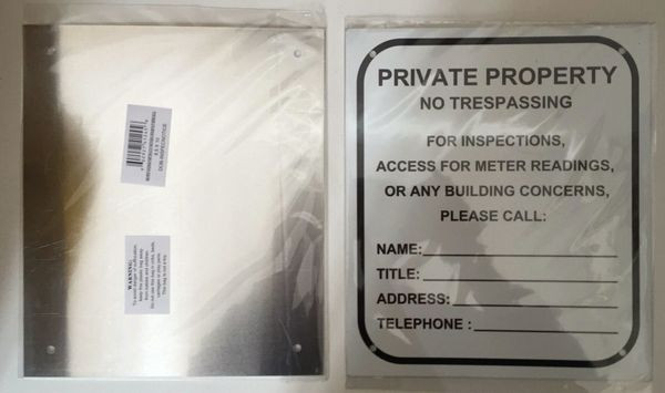 Building Access contact Sign (ALUMINUM SIGNS 8.5x10)-El blanco Line