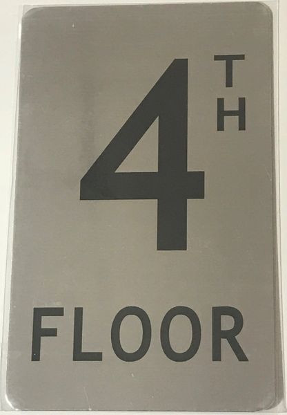 4TH FLOOR SIGN- SILVER (ALUMINUM SIGNS 8x5) - HPD-SIGNS.COM