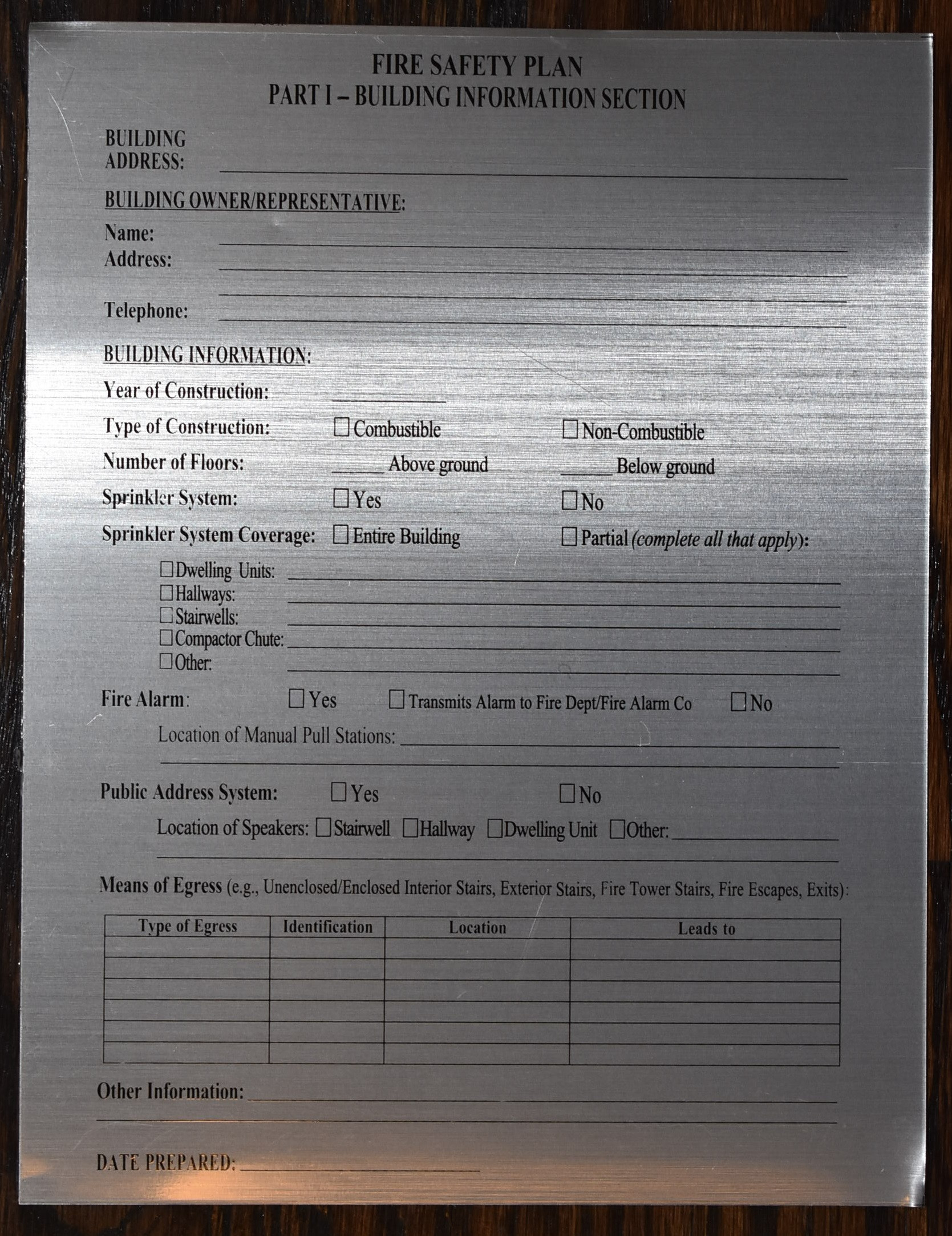 NYC FIRE SAFETY PLAN SIGN