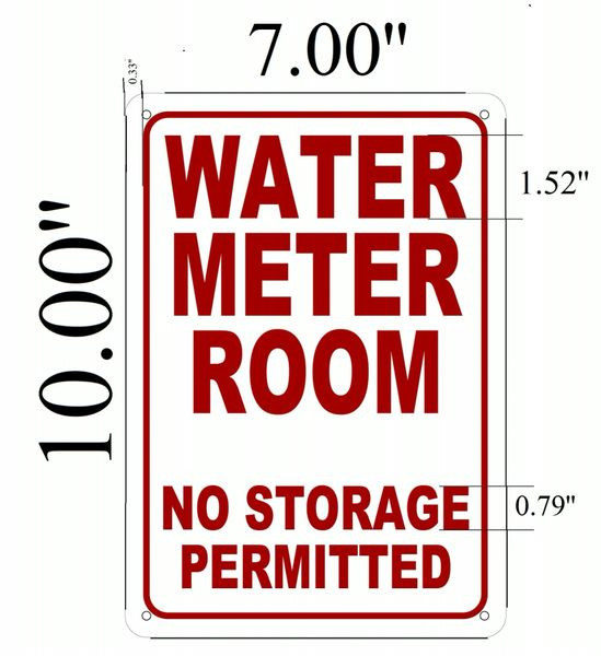 WATER METER ROOM NO STORAGE PERMITTED SIGN