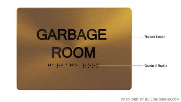 GARBAGE ROOM Sign -Tactile Signs Tactile Signs