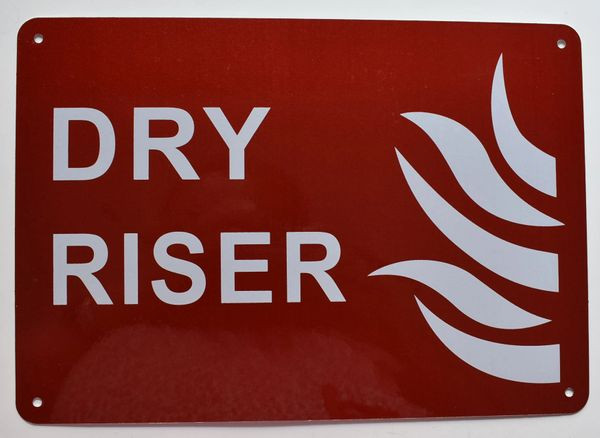 DRY RISER SIGN- RED BACKGROUND (ALUMINUM SIGNS 7X10)