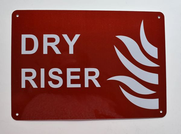 DRY RISER SIGN- RED BACKGROUND (ALUMINUM SIGNS 7X10)
