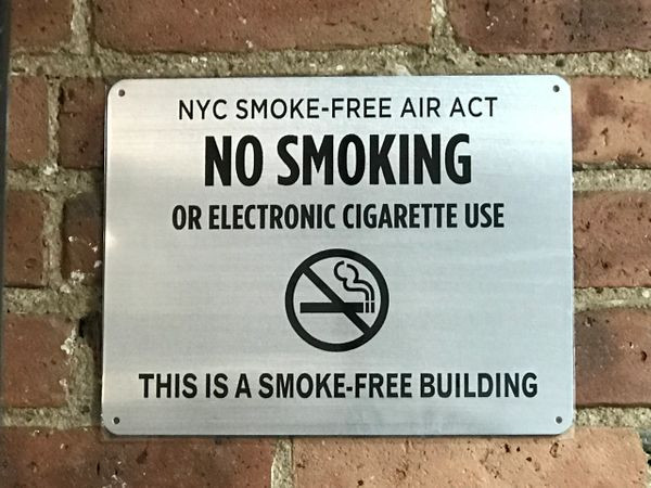NYC Smoke free Act Sign "No Smoking or Electric cigarette Use" - THIS ...