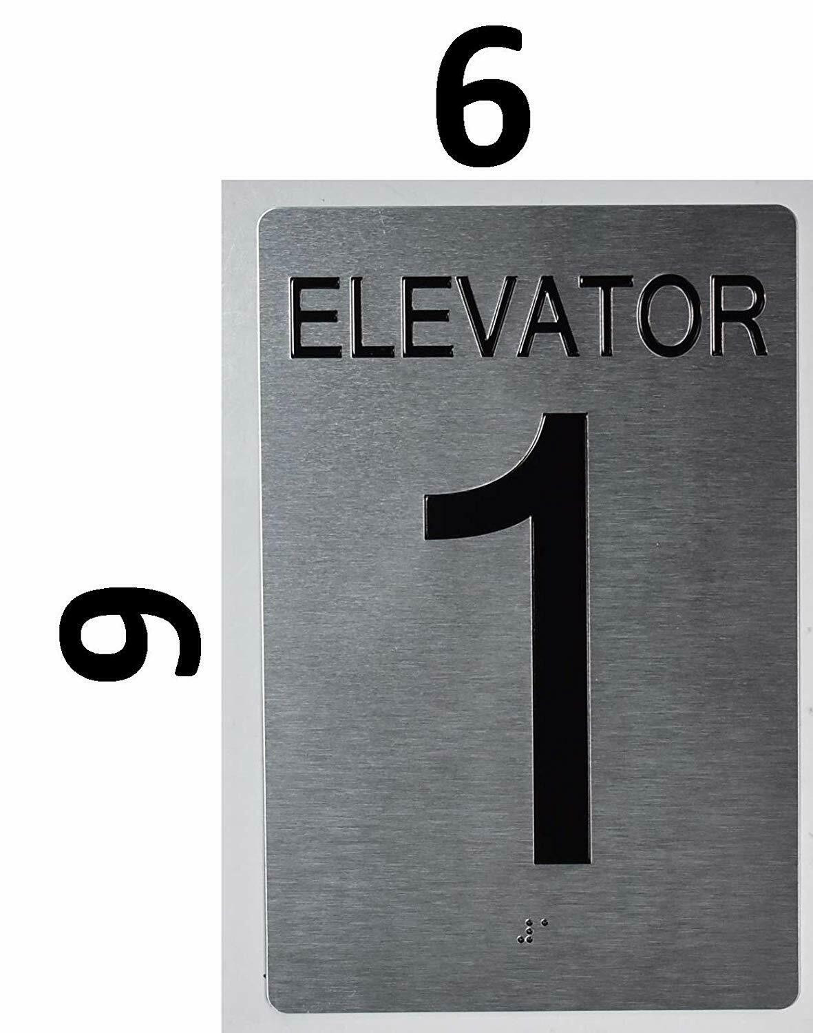 Elevator 1 Sign Silver - Tactile Touch Braille Sign