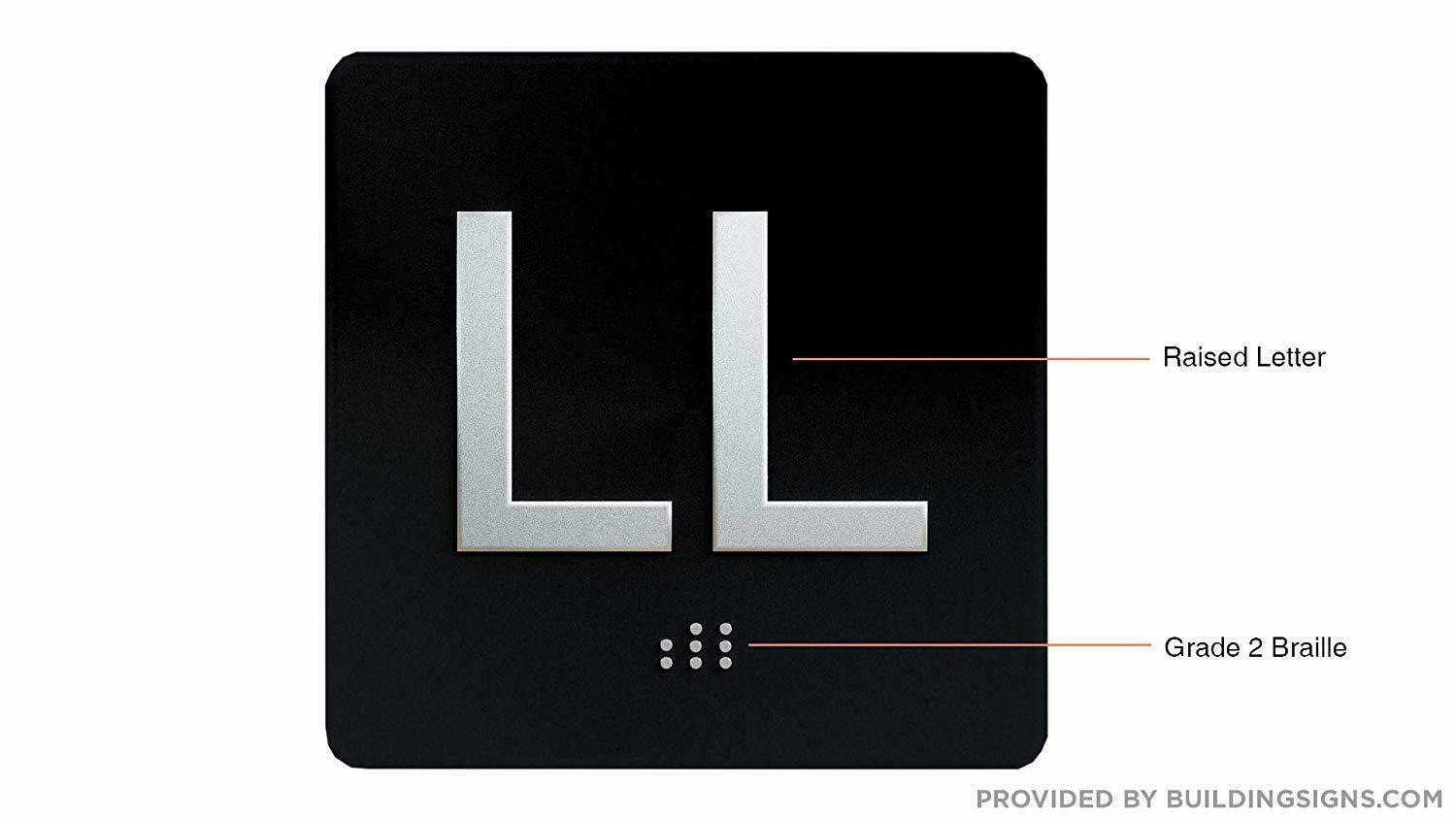 LL Elevator Jamb Plate Sign (Lower Level Elevator JAMB) with Braille ...