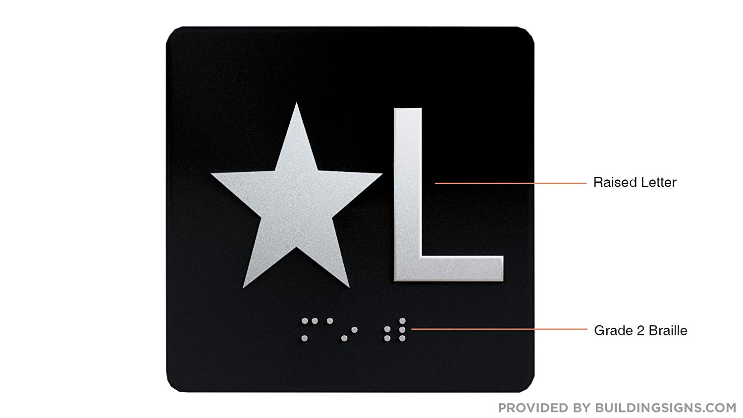 Star L (Star Lobby) Elevator Jamb Plate Sign with Braille and Raised ...