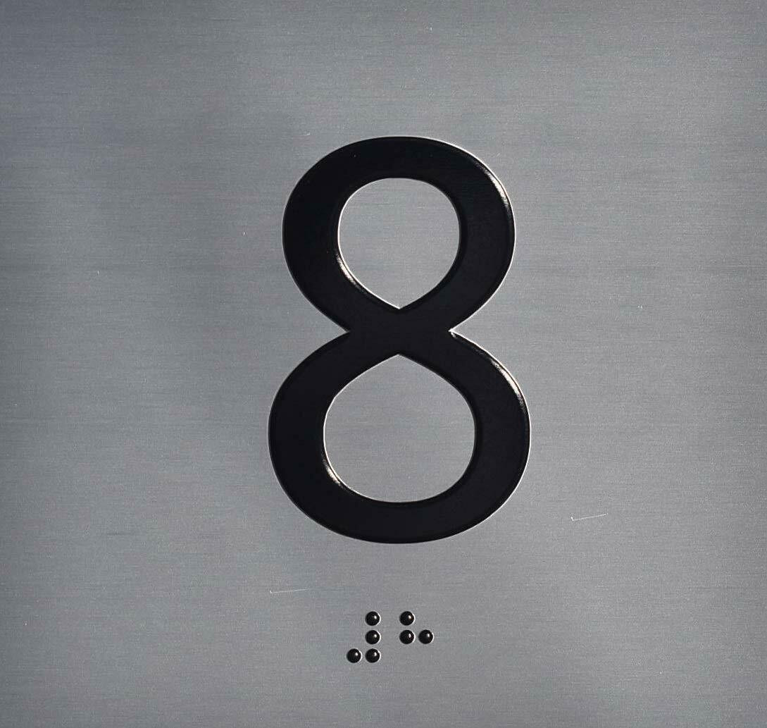 8TH Floor Elevator Jamb Plate Sign with Braille and Raised Number ...