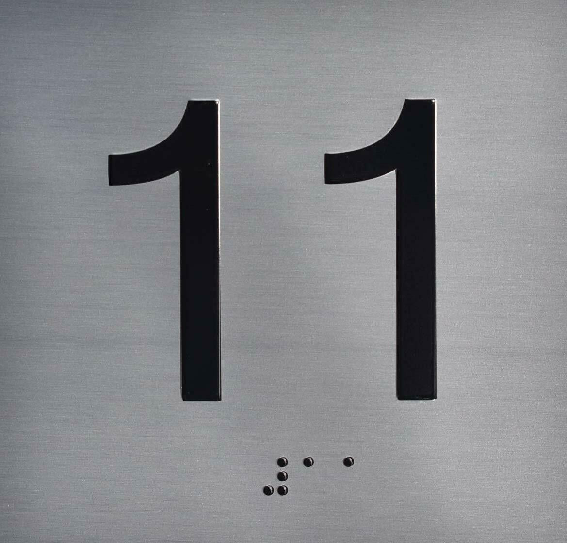 11TH Floor Elevator Jamb Plate Sign with Braille and Raised Number ...