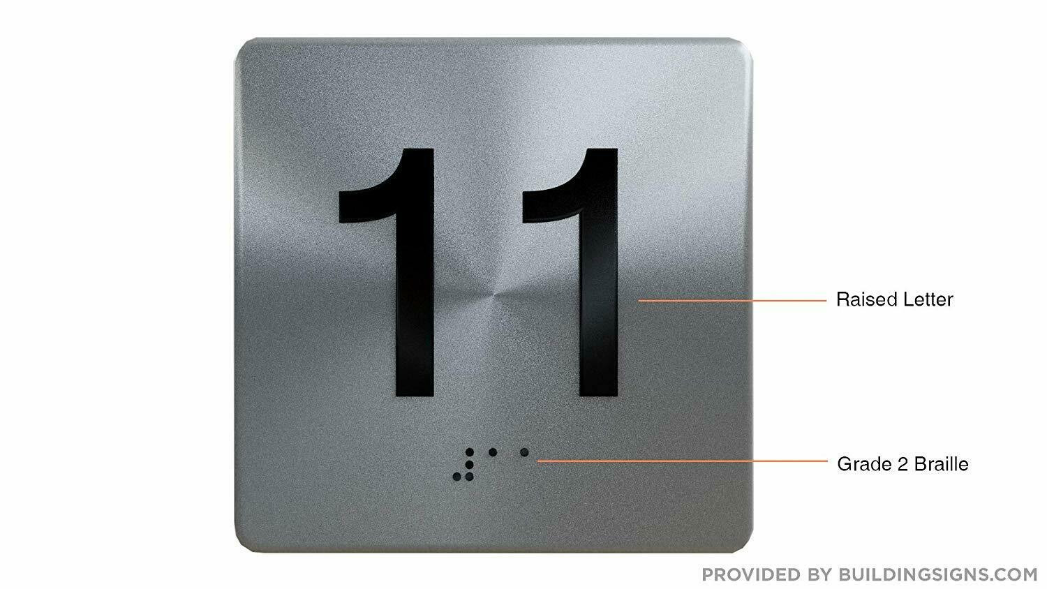 11TH Floor Elevator Jamb Plate Sign with Braille and Raised Number ...
