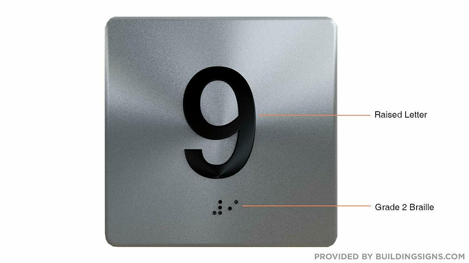 9TH Floor Elevator Jamb Plate Sign with Braille and Raised Number ...