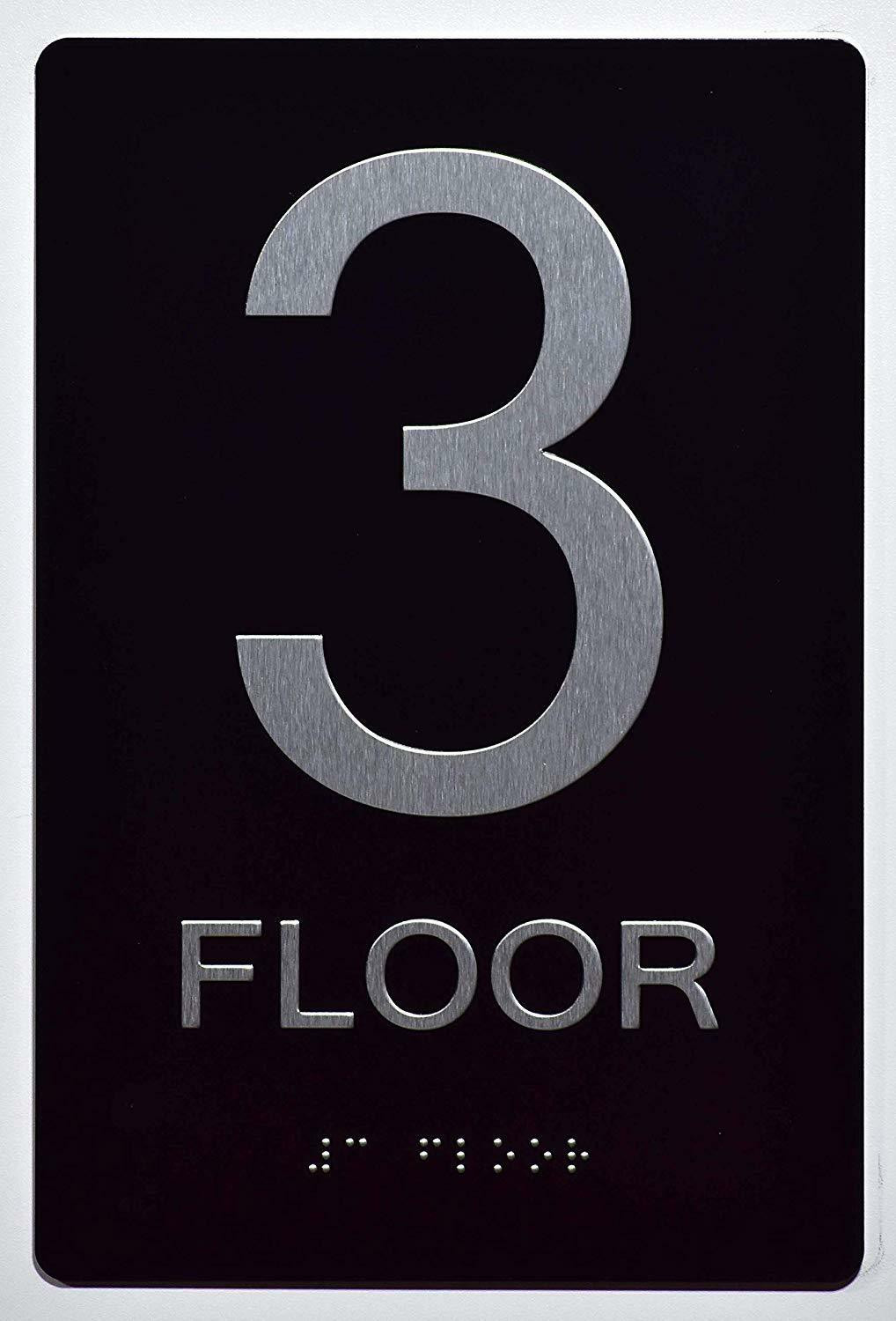 Floor Number Sign -Tactile Signs 3RD Floor Sign The Sensation line
