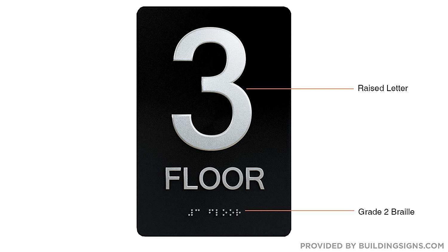 Floor Number Sign -Tactile Signs 3RD Floor Sign The Sensation line