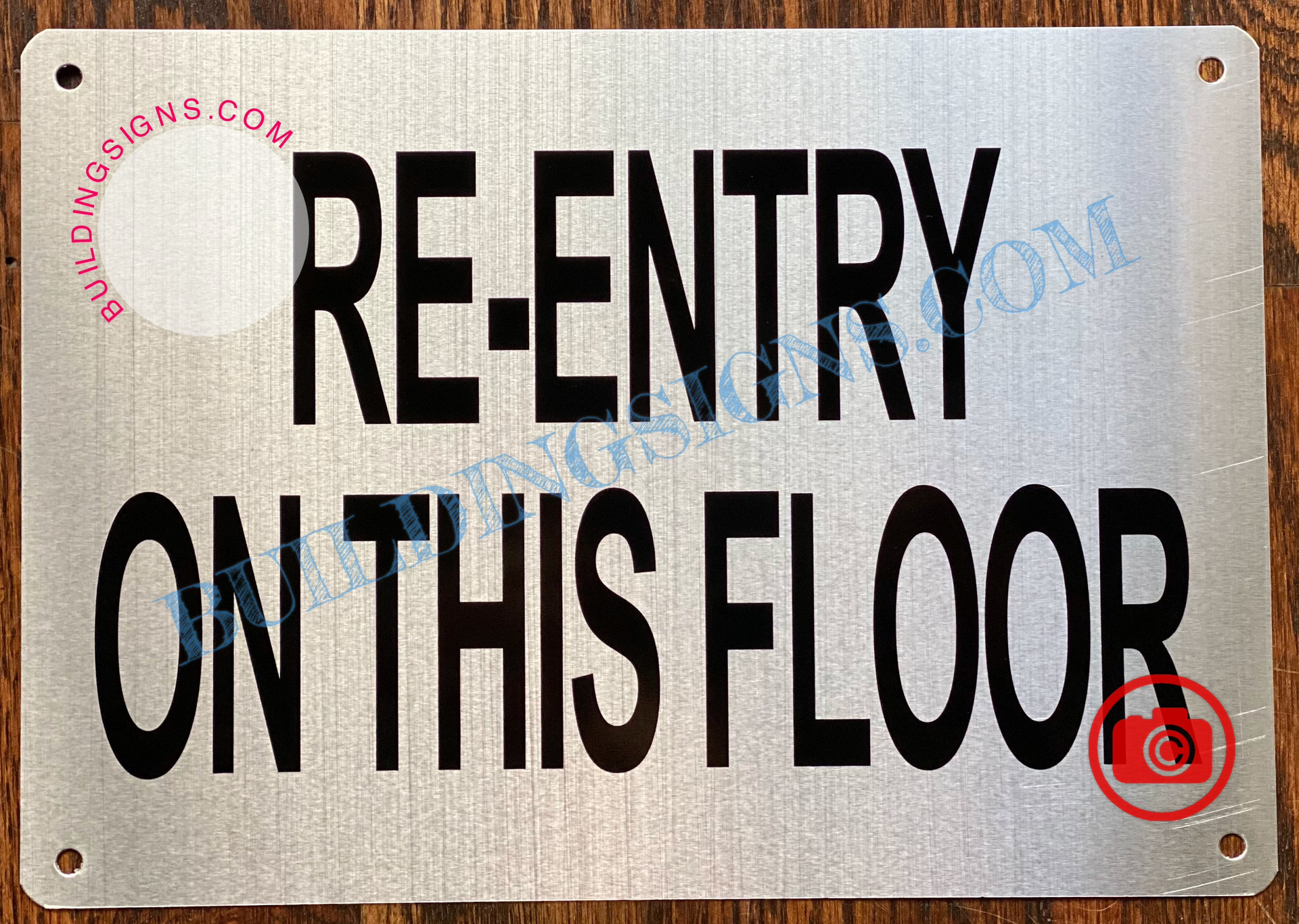 RE-ENTRY ON THIS FLOOR SIGN- BRUSHED ALUMINUM (ALUMINUM SIGNS 7X10 ...