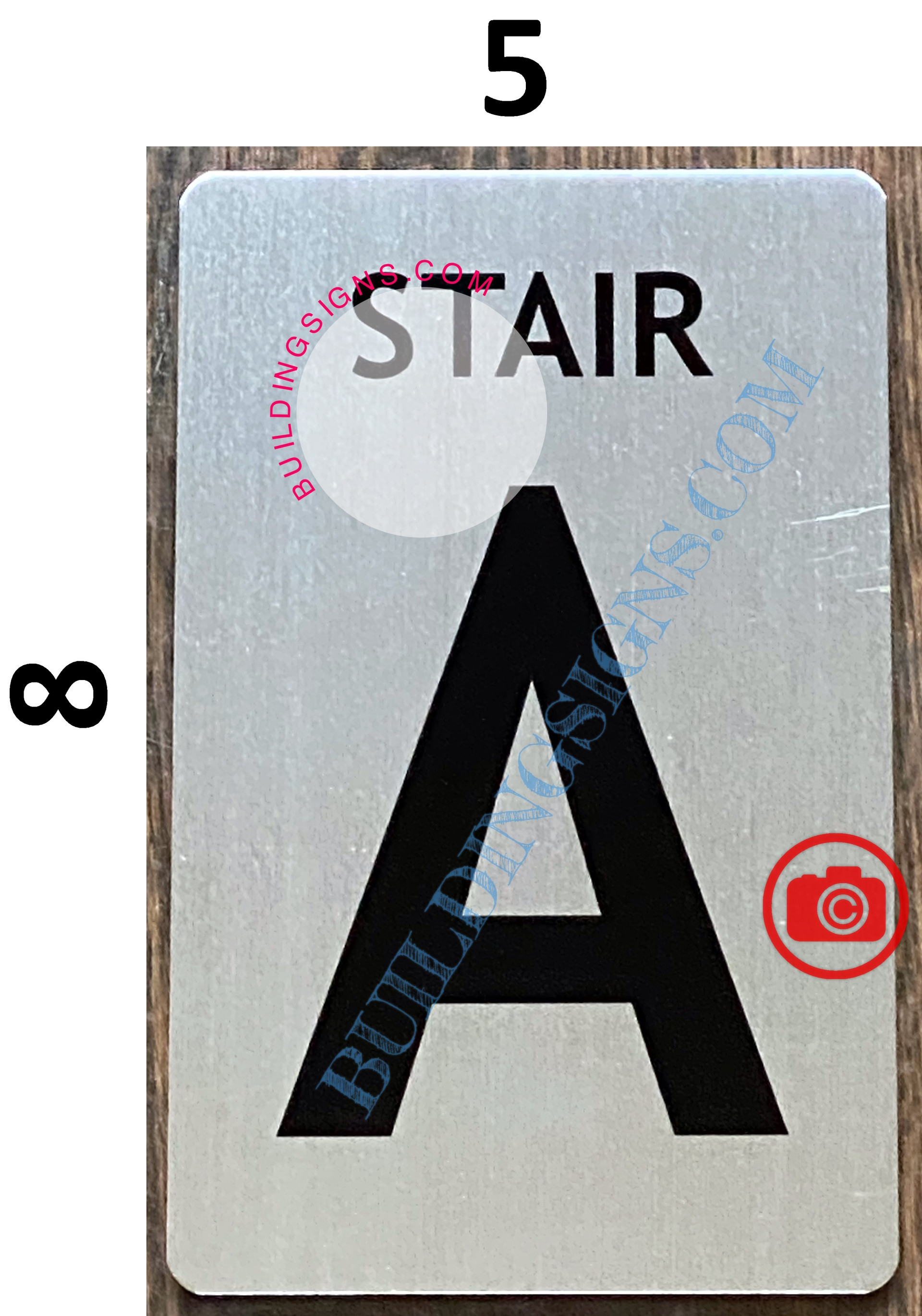 STAIR A SIGN - BRUSHED ALUMINUM (ALUMINUM SIGNS 8X5) - HPD-SIGNS.COM