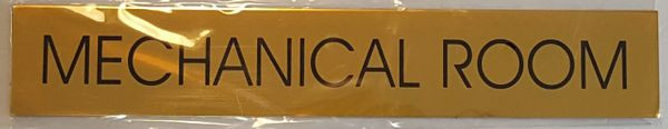 MECHANICAL ROOM SIGN - GOLD ALUMINUM