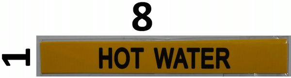 HOT WATER SIGN (STICKER ) ( YELLOW)